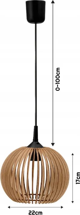 BERGE LED STROPNÍ ZÁVĚSNÉ SVÍTIDLO, DŘEVĚNÉ, 1xE27 + KLIP PRO SNADNOU MONTÁŽ