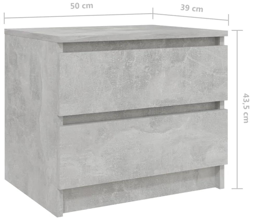 Noční stolek betonově šedý 50 x 39 x 43,5 cm dřevotříska