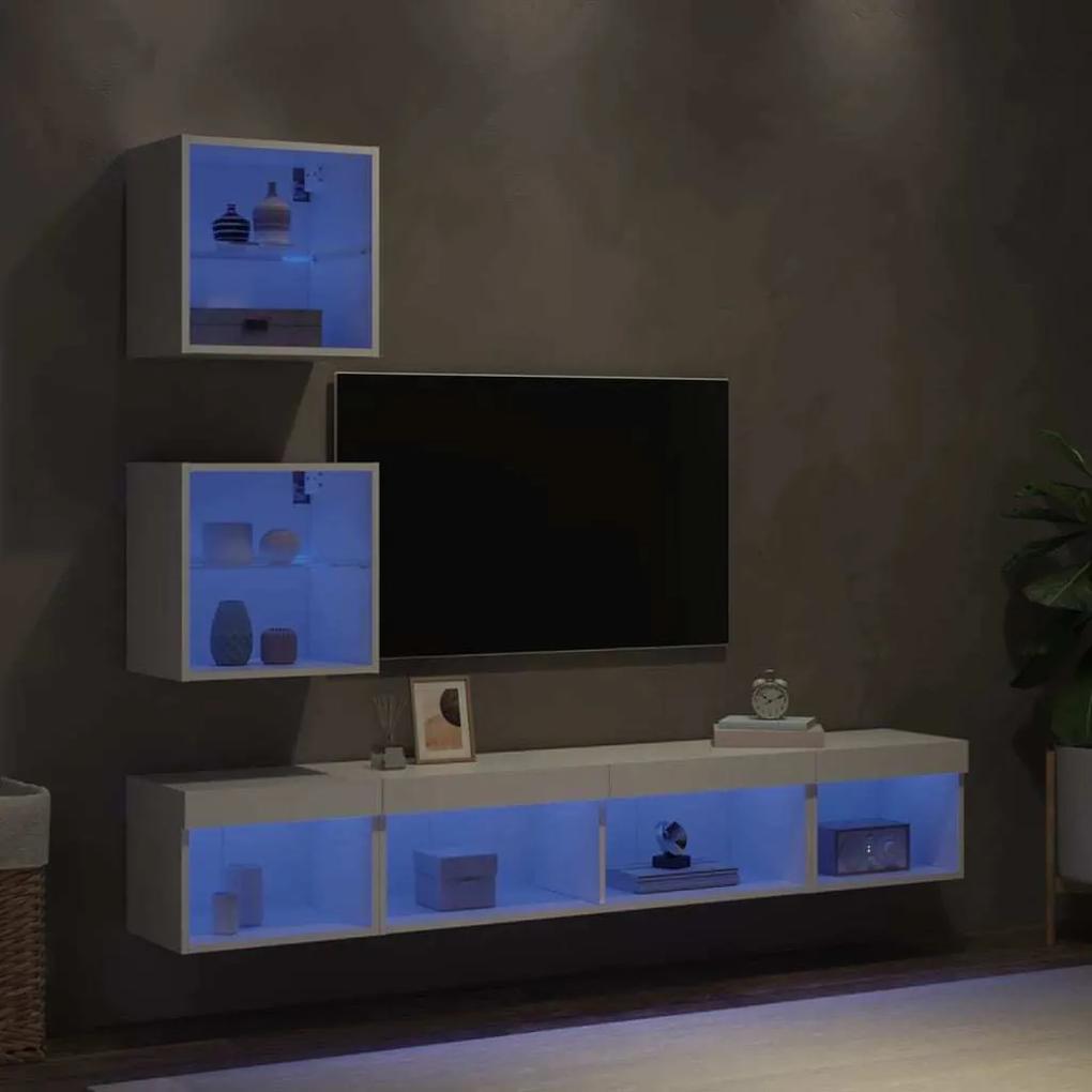 vidaXL 5dílná obývací stěna s LED kompozitní dřevo [3216700] Barva: hnědý dub