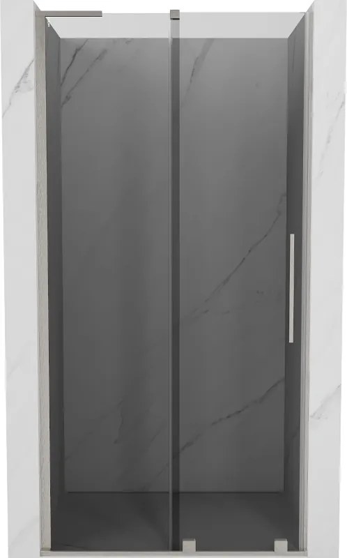 Mexen Velar L, posuvné sprchové dveře do otvoru 110 cm, 8mm šedé sklo, broušená ocel, 871-110-003-41-97