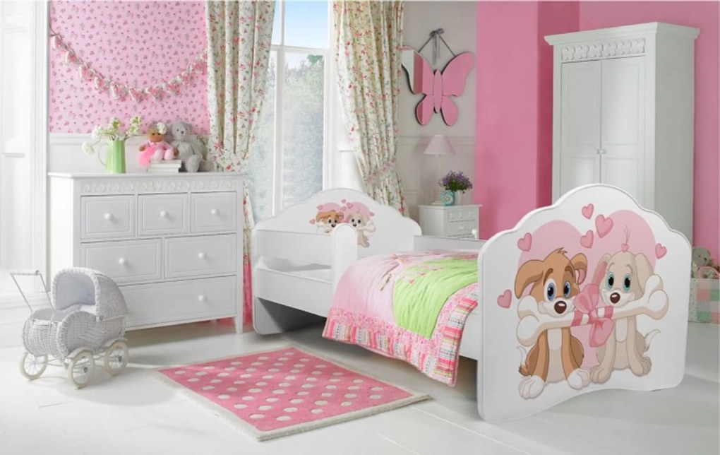 ADRK Furniture Postel s matrací a zábranou CASIMO TWO DOGS 160x80 CH-Cas-Barri-Two-Dog-160-E096