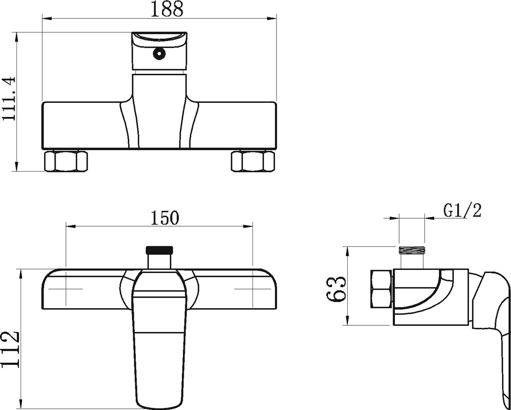 Novaservis Nobless Tina Sprchová nástěnná baterie bez příslušenství, chrom, 38062/1,0