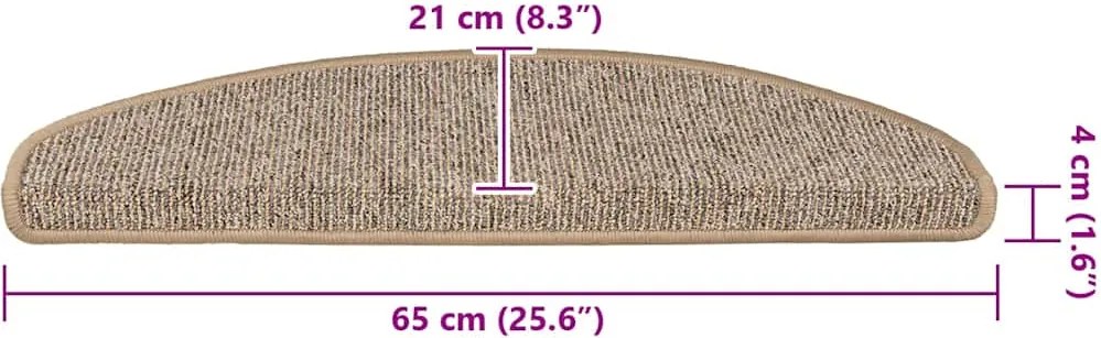 Schodové rohože 15 ks 65 x 21 x 4 cm hnědé, půlkulaté, velké 149855