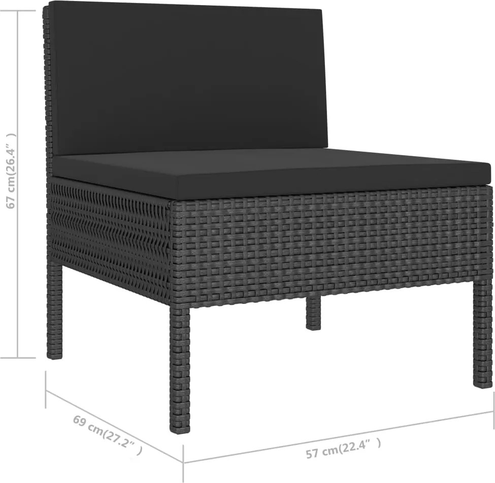 vidaXL Marketos 6dílná zahradní sedací souprava s poduškami polyratan černá