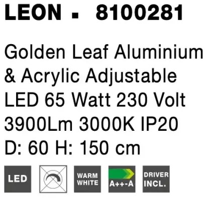 LED lustr Leon 60 zlaté