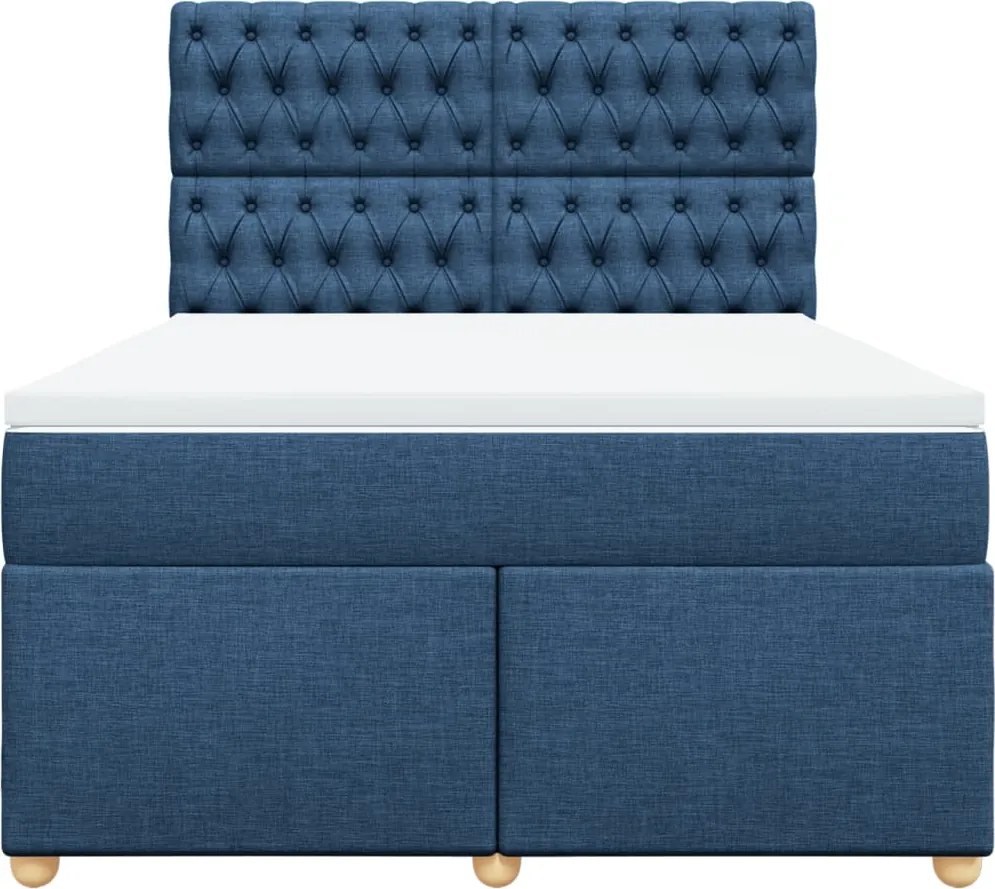 Box spring postel s matrací modrá 140x200 cm textil 3293616