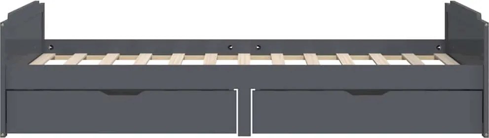 Rám postele se zásuvkami tmavě šedý masivní borovice 90x200 cm 322163