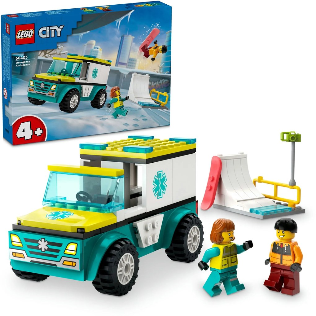 Lego stavebnice lego city 60403 sanitka a snowboardista