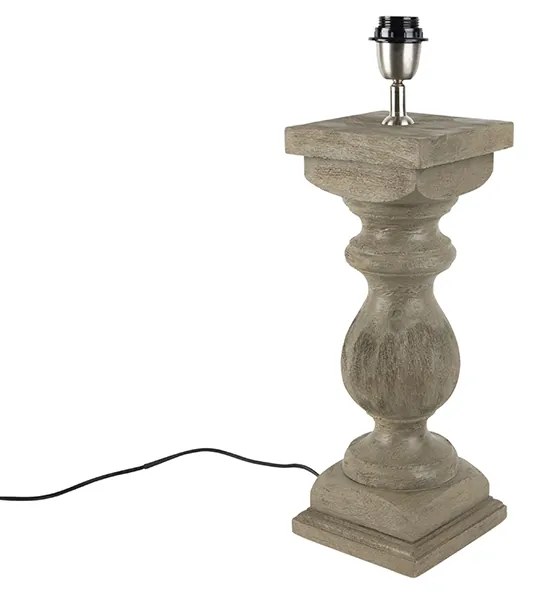 Venkovská stolní lampa bez stínidla vintage šedé dřevo - yzop