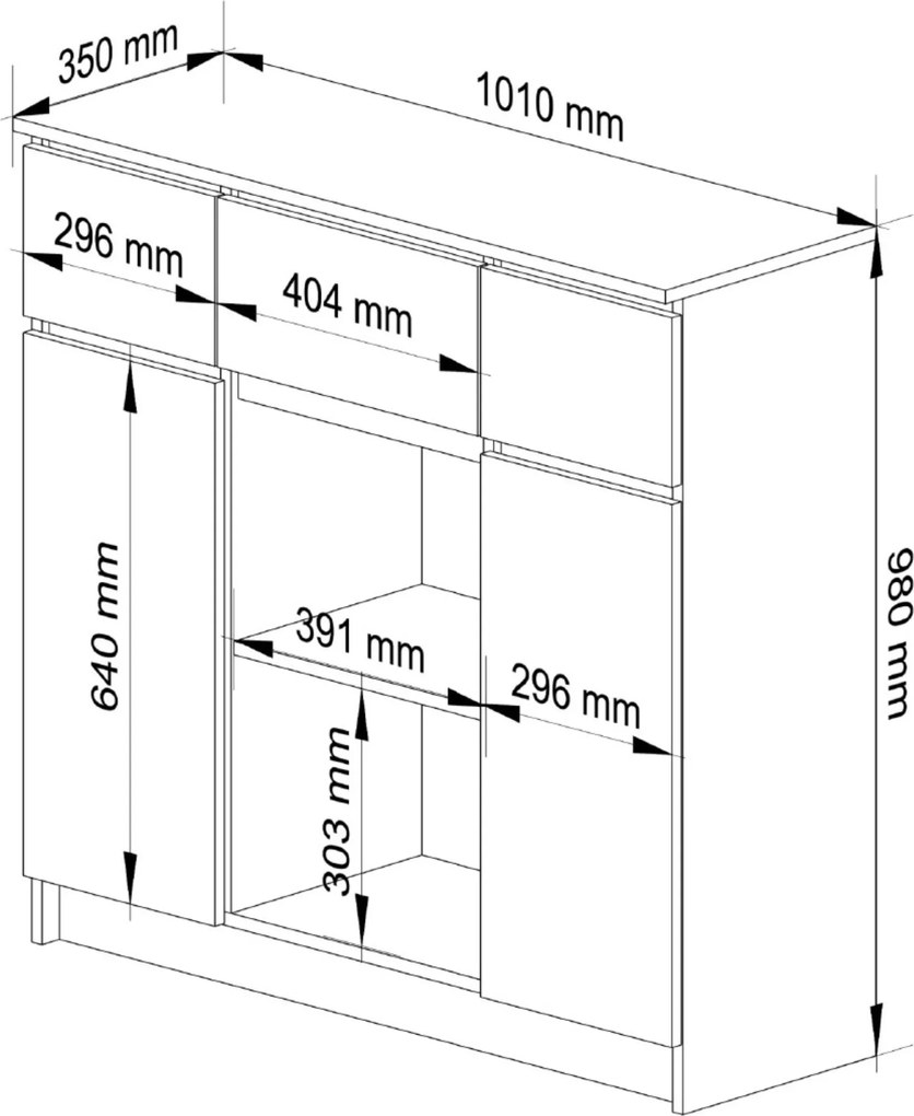 Komoda Baros 100 cm - výběr z 7 provedení