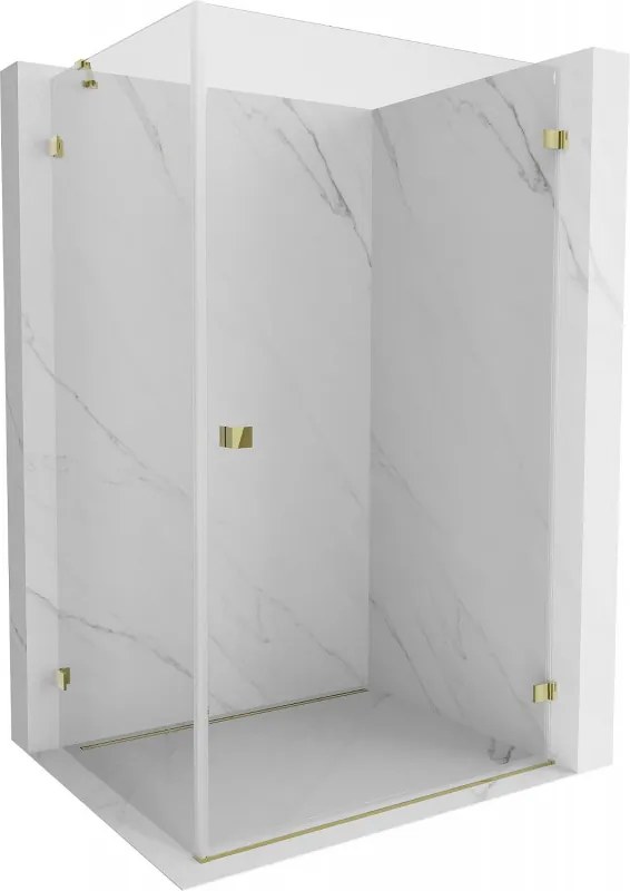 Mexen Lunar-B, pravostranný výklopný sprchový kout 95 x 80 cm, 8mm čiré sklo, zlatý profil, 832-095-080-50-00-P