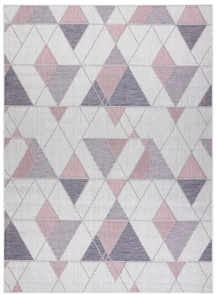 Dywany Łuszczów, Kusový koberec Sion Sisal Triangles B3006A ecru/pink – na ven i na doma, 80x150, růžová, chodba / předsíň
