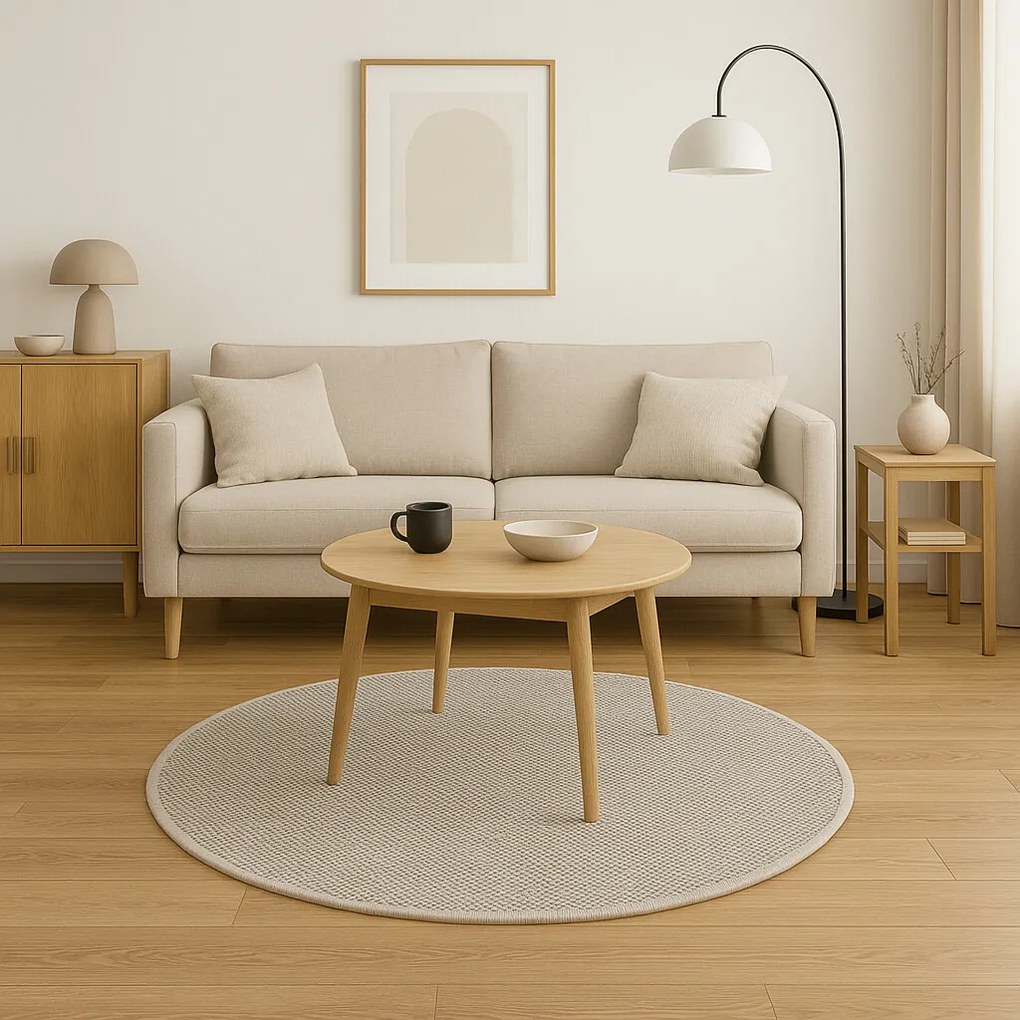 Timzo, Kusový koberec Nature cream kruh, 100x100 (průměr) kruh, béžová, chodba / předsíň