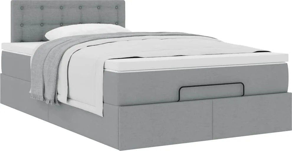 Osmanský postel s matrací světle šedá 120x190 cm textil 3311608