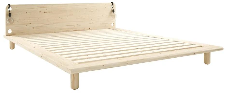 Dvoulůžková postel z masivního dřeva s lampami Karup Design Peek, 140 x 200 cm