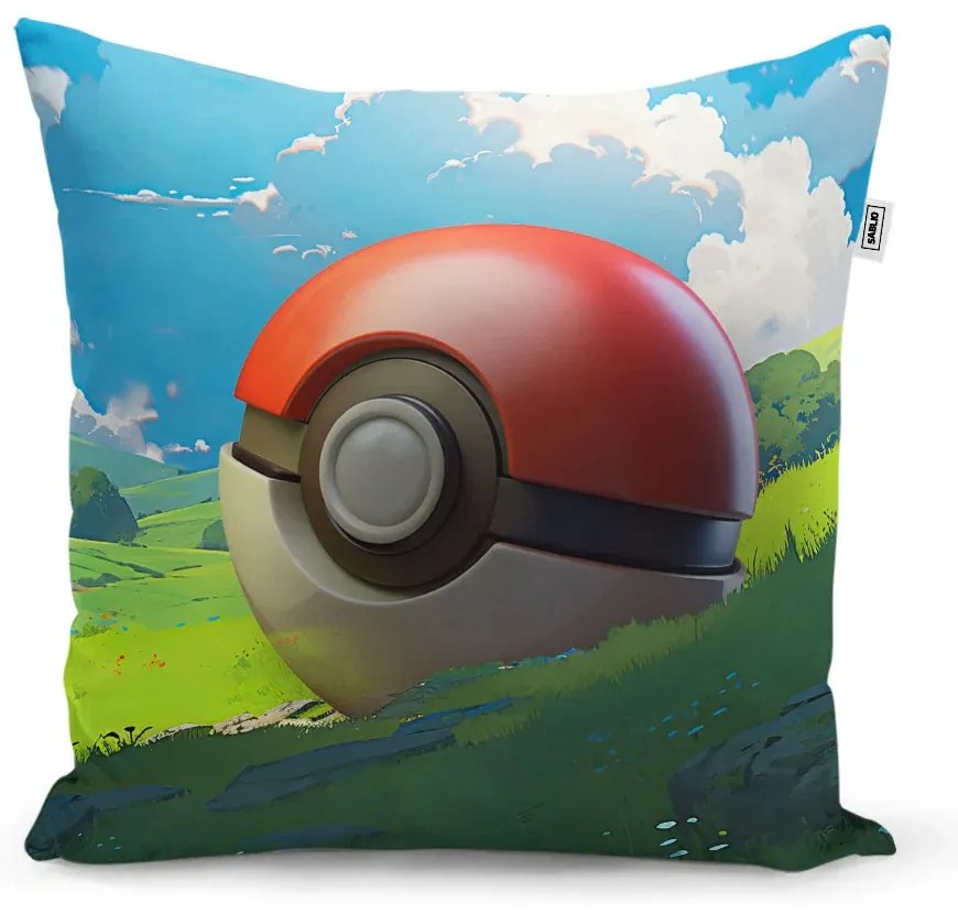 Sablio Polštář Pokemon ball Krajina - 40x40 cm