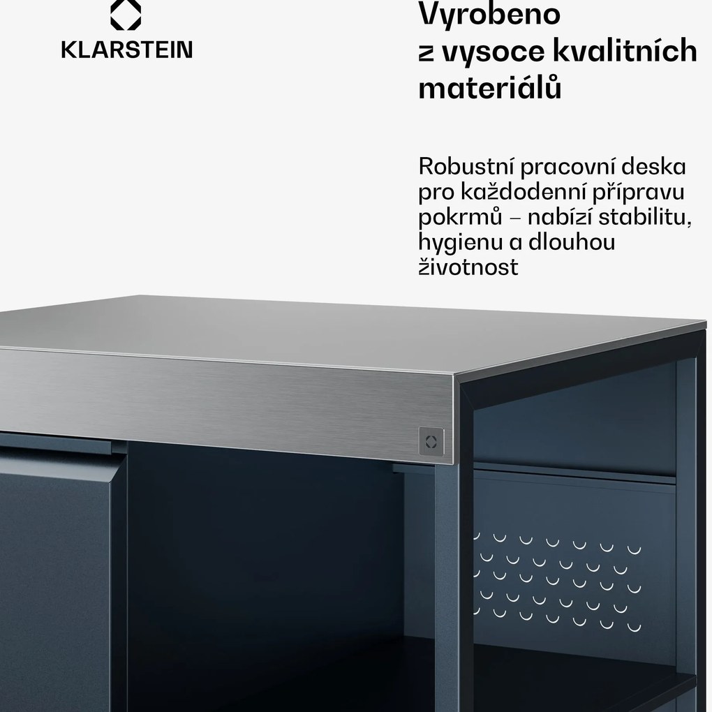 Klarstein WaldChef kuchyň venkovní | Kuchyňská skříň | Nerezová pracovní deska | Odolná vůči povětrnostním vlivům | 90 x 90 cm