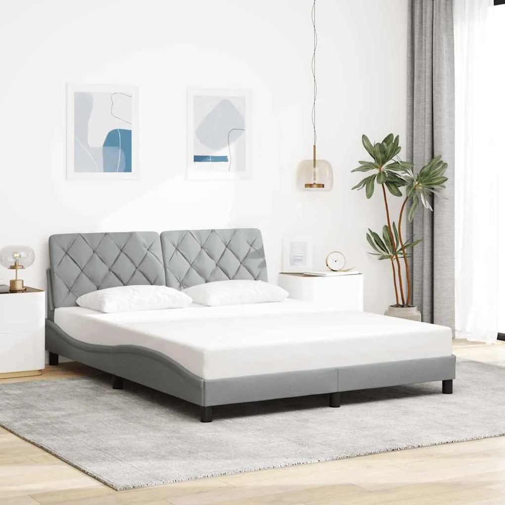Rám postele s LED bez matrace Světle šedá 160x200 cm Látka 3310678