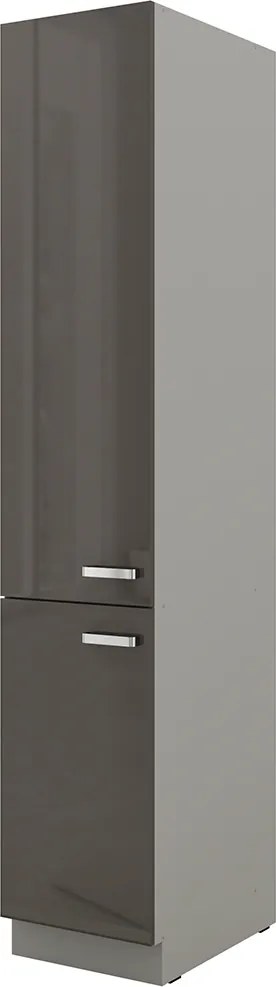 GREY gr | vysoká skříňka 40 DK-210 2F potravinová s policemi | 40 cm | světle šedá/tmavě šedá lesk