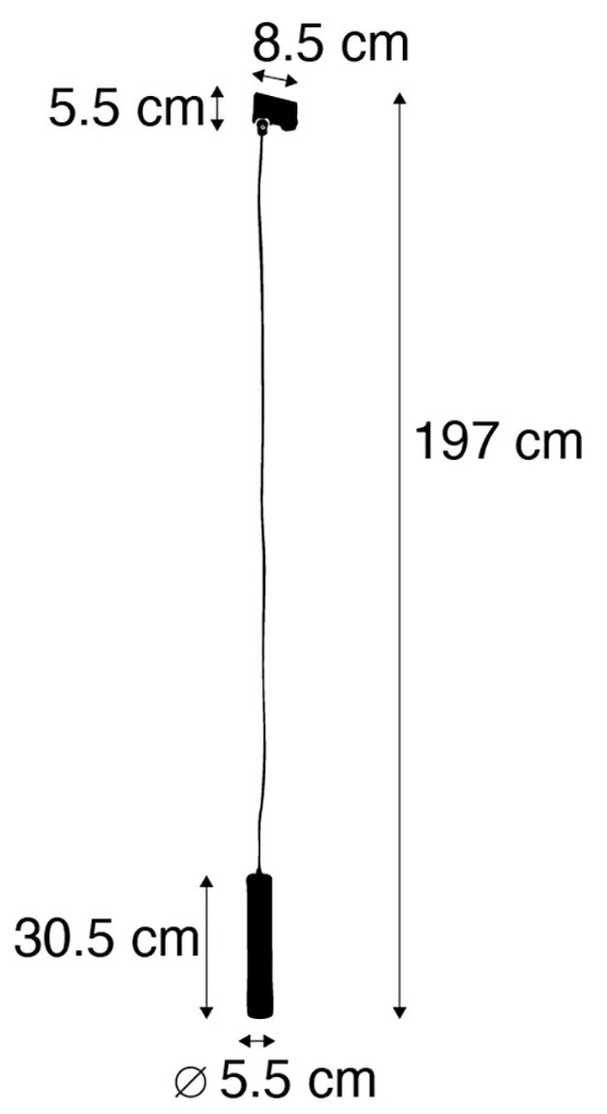 Designová závěsná lampa bílá vč. 3fázového kolejnicového adaptéru - 3fázová Tuba Small