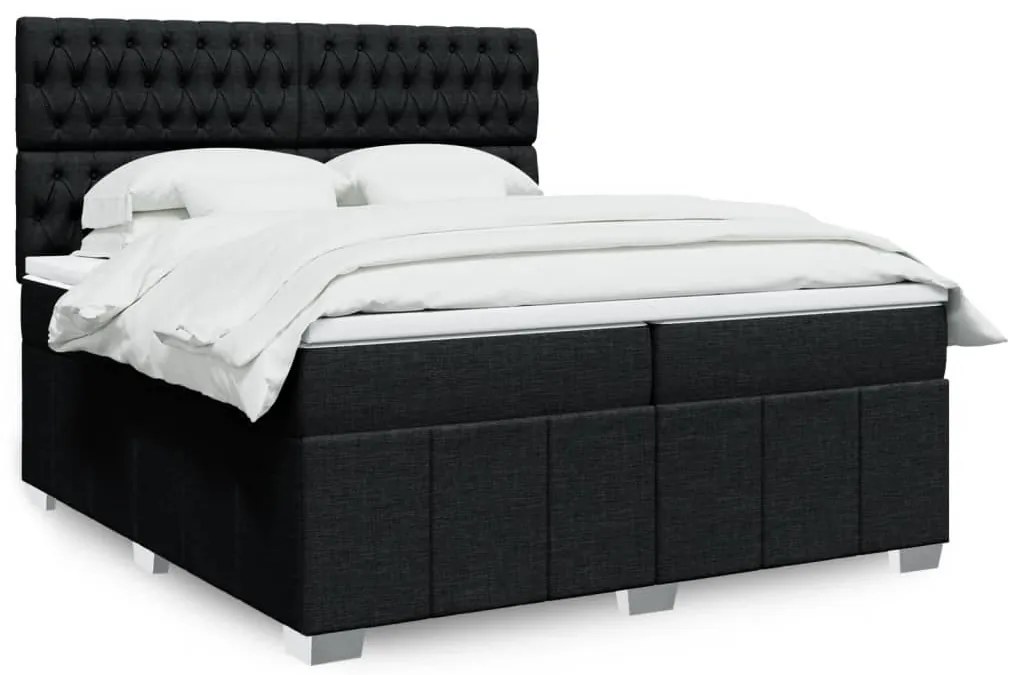 Box spring postel s matrací černá 200x200 cm textil 3291784
