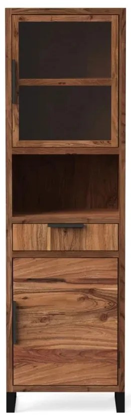 furniture-nabytek.cz - Masivní nástěnná skříň Sidora II z akácie, lakovaná, hnědá