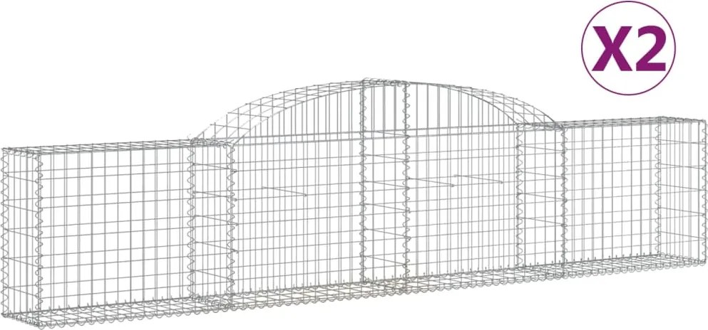 Klenuté gabionové koše 2 ks 300x30x60/80 cm pozinkované železo 3146485