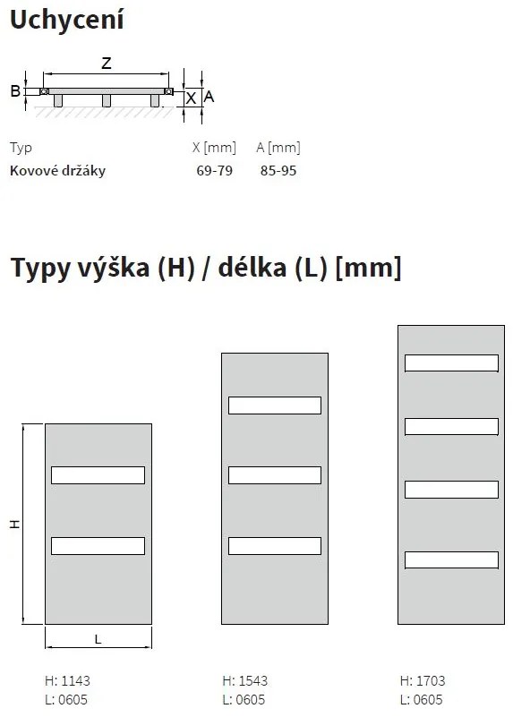 Isan Carme topný žebřík 1543/605, středové připojení DCAR15430605 Barva ISAN: Antracit - metalíza S02 (61)