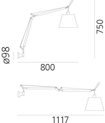 Artemide Designová nástěnná lampa Tolomeo Basculante, 1xE27 Materiál stínidla: Pergamenový papír
