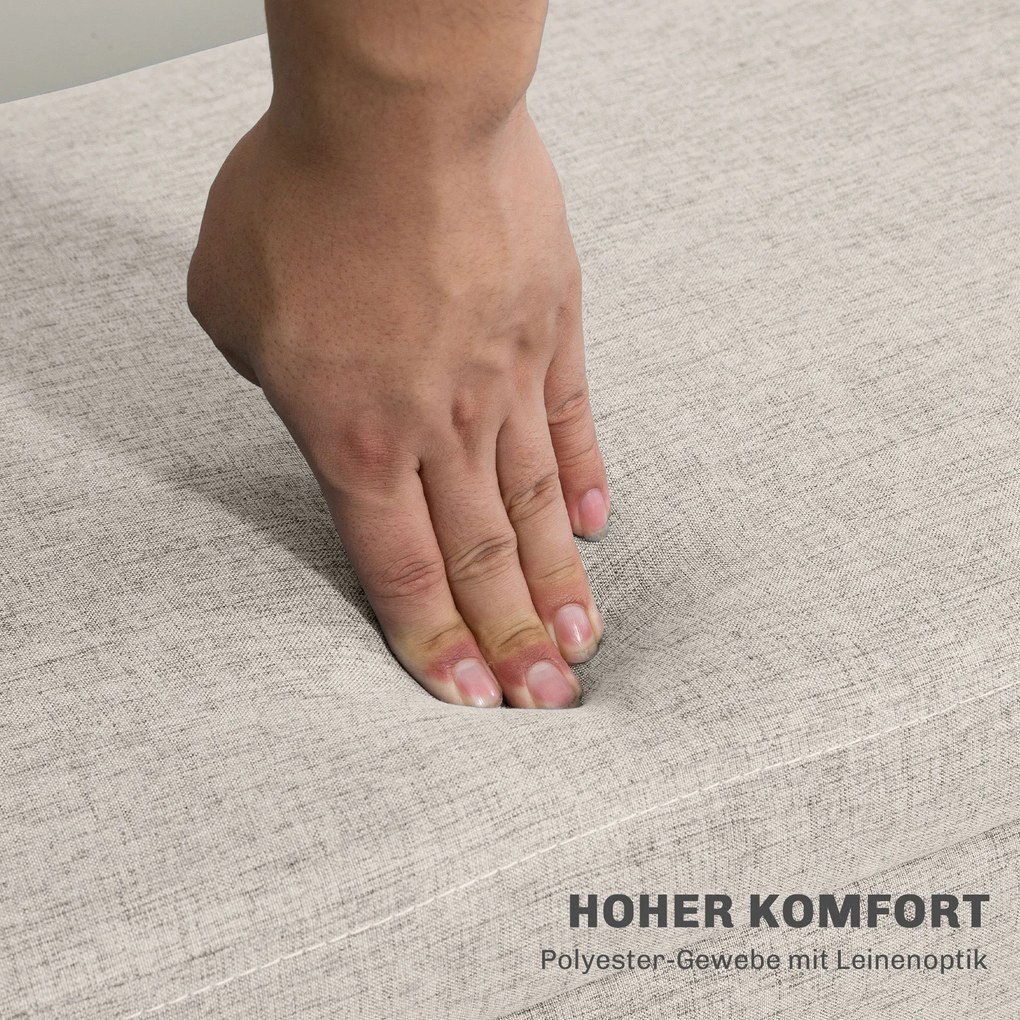 HOMCOM Lavice Čalouněná lavice s úložným prostorem 110 x 39 x 45 cm v béžové barvě se vzhledem lnu do předsíně ložnice obývacího pokoje z kaučukového…