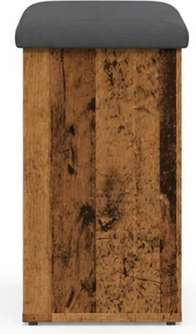 skříňka na boty, botník s polstrováním, lavice, sedací, police, dřevo/látka, 52x63x32 cm, staré dřevo/šedá, Dekorino BS20260015