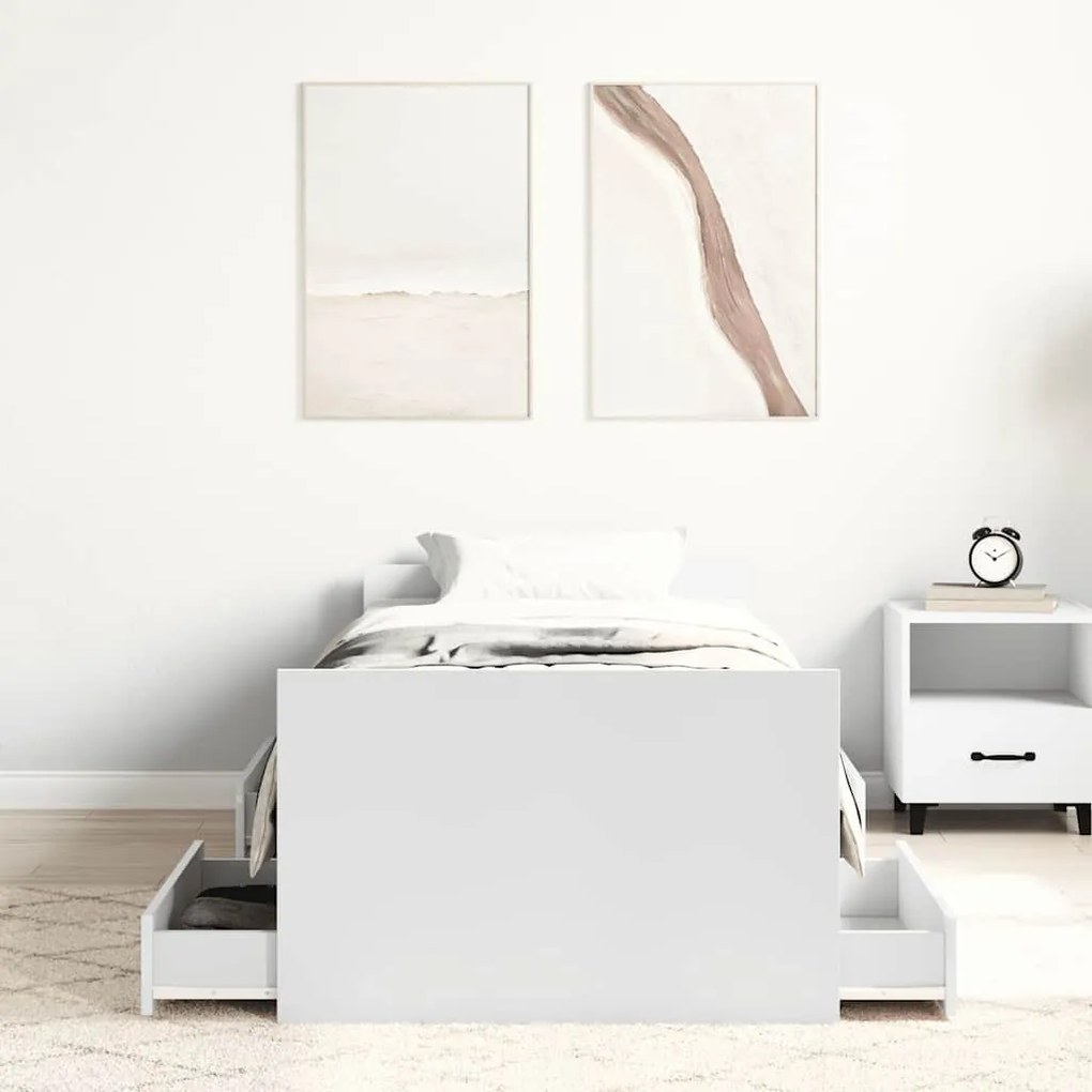 Rám postele s hlavovým a nožním čelem bílý 90 x 190 cm 3203810