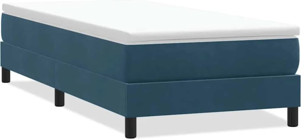 Postel Box Spring bez matrace tmavě modrá 100x220 cm samet 3315865