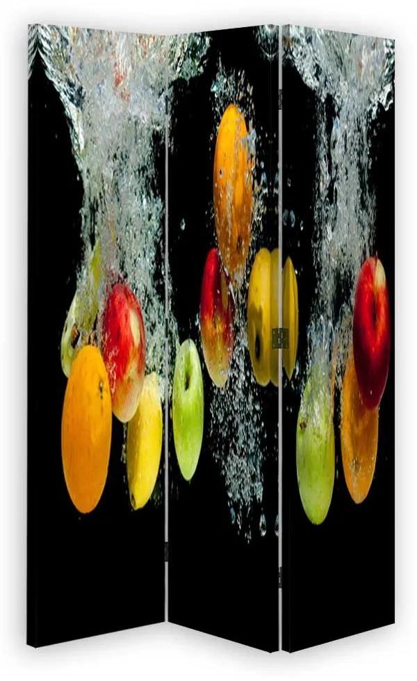 Ozdobný paraván, Jablka ve vodě - 110x170 cm, třídílný, klasický paraván