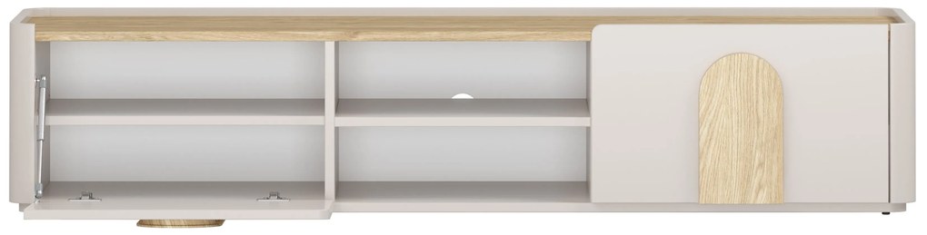 TV stolek Amilio 170 cm - kašmírová / dub olejovaný / úchytky dub světlý