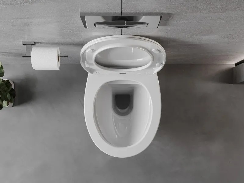 Mexen Egg, závěsná WC mísa Rimless s duroplastovým sedátkem s pomalým zavíráním, bílá lesklá, 30245000