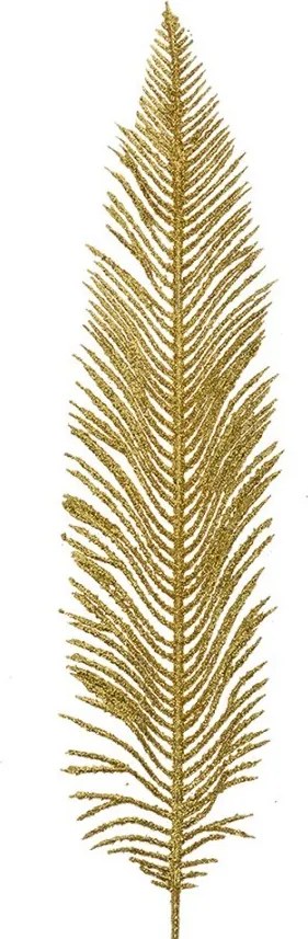 Vánoční zlatá umělá třpytivá dekorace palmový list - 7*1*45 cm