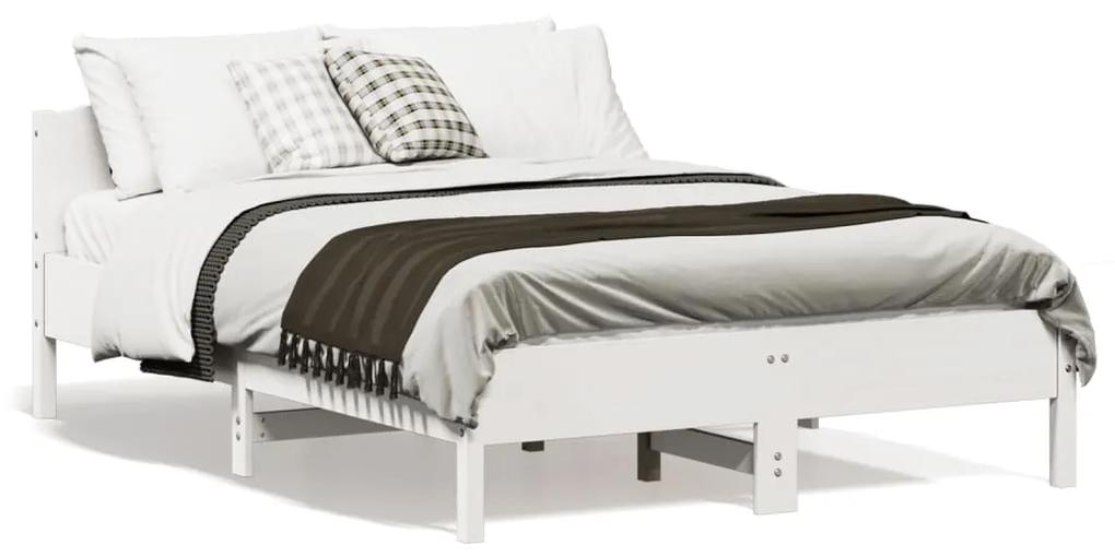 Rám postele s čelem bílý 140 x 190 cm masivní borovice,  842603
