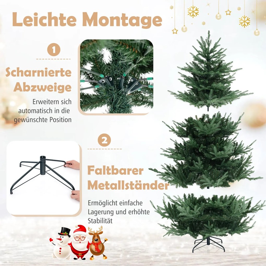 Costway 210 cm umělý vánoční stromek s 340 teplými bílými LED světly Vánoční