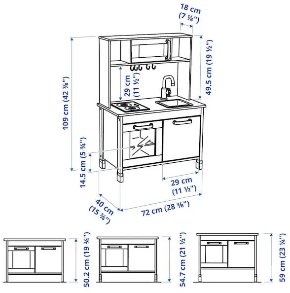 DUKTIG Kuchyňka na hraní, bříza, 72x40x109 cm