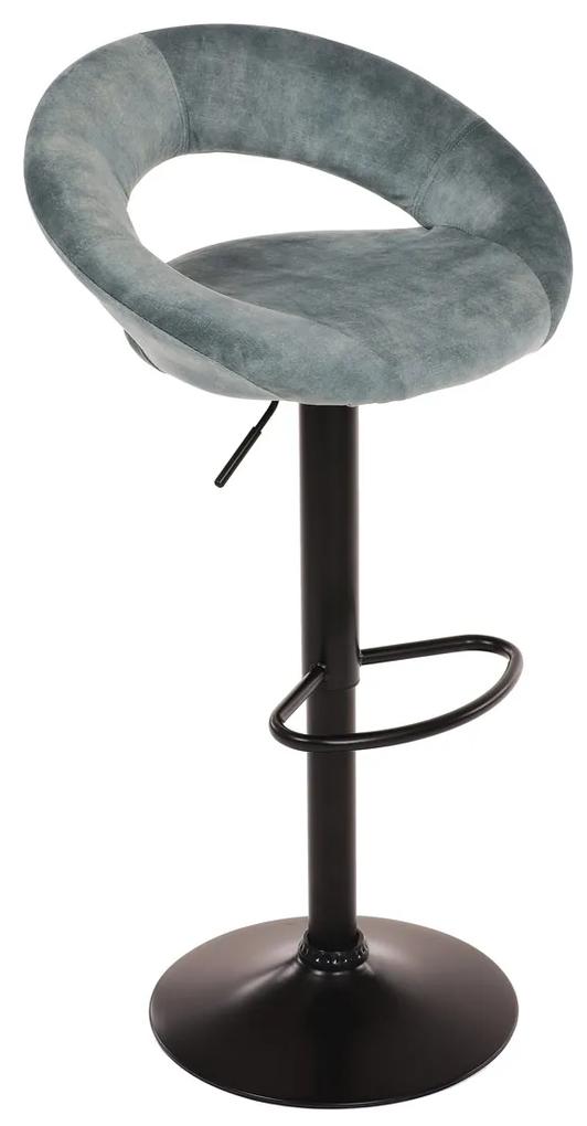 Barová židle AUB-822 BLUE4 sametová látka modrá, kov černý lak mat