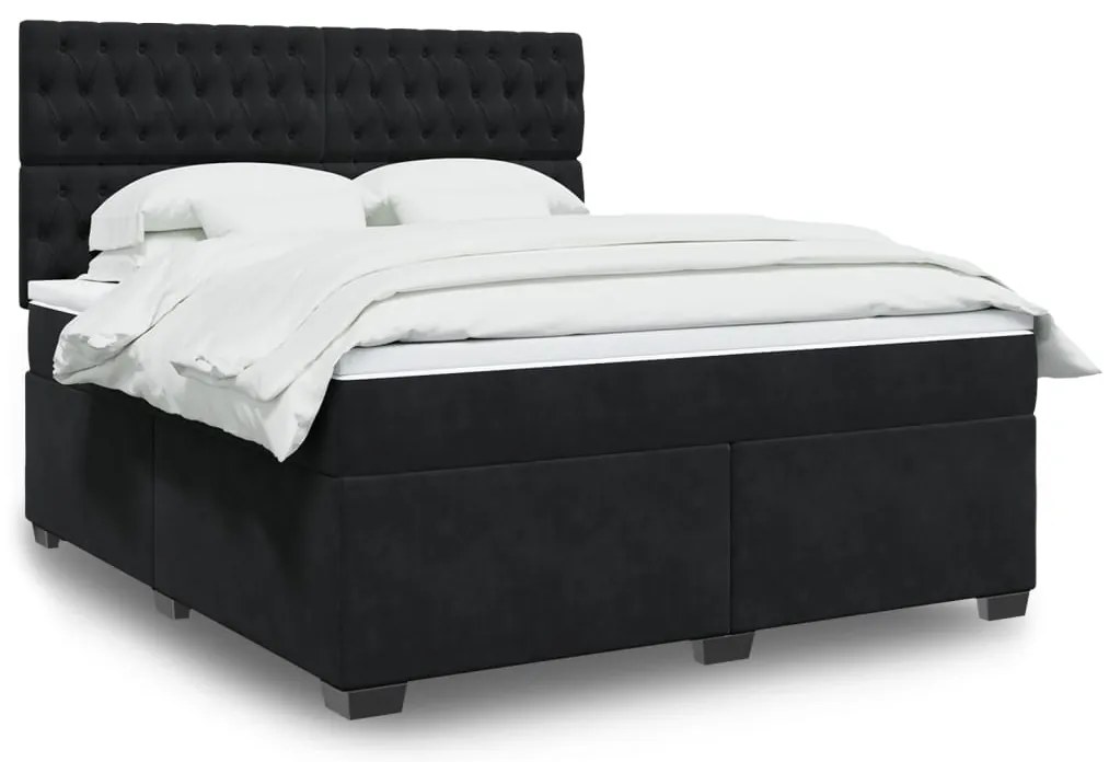 Box spring postel s matrací černá 180x200 cm samet 3293286