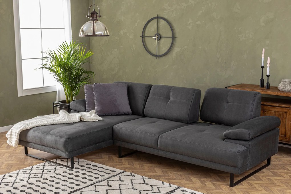 Hanah Home Třímístná pohovka MUSTANG antracitová levá 560ARE1219