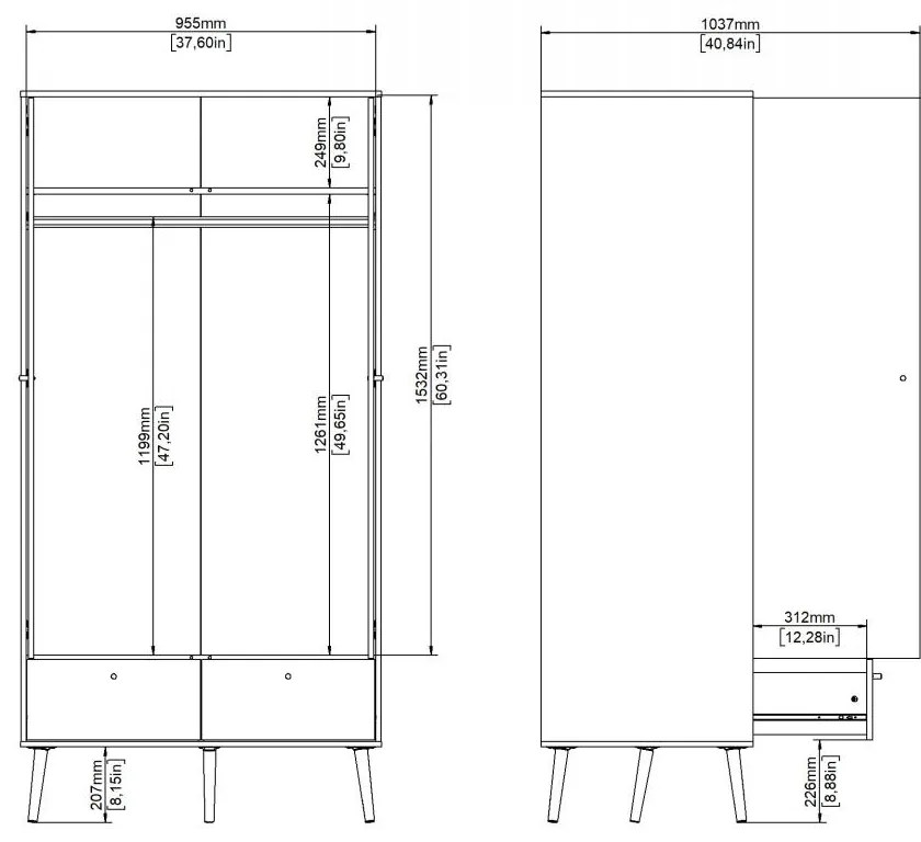 FALCO Šatní skříň Boaz 127 Odstín: Šedá