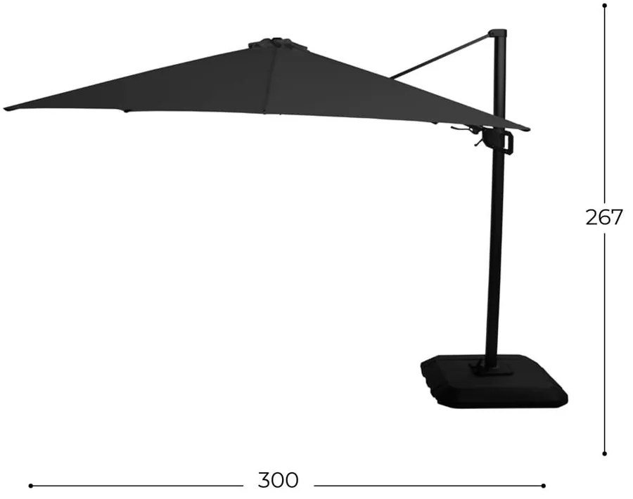 Černý slunečník 300x300 cm Shadowflex Deluxe – Hartman