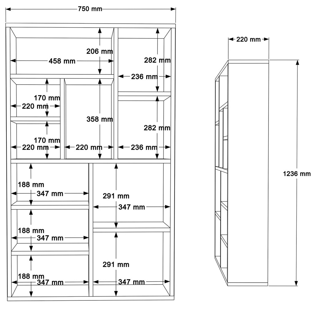 Knihovna Houseland Sia dub Castello/bílá
