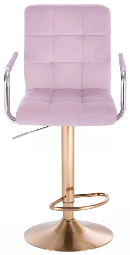 LuxuryForm DESIGN Barová židle VERONA VELUR na zlaté kulaté podstavě - levandule