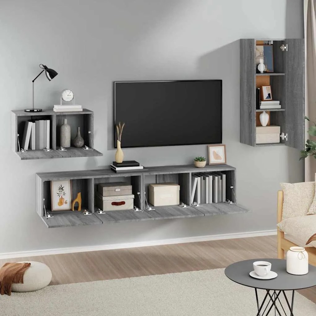 4dílný set TV skříněk šedý sonoma kompozitní dřevo 3114340