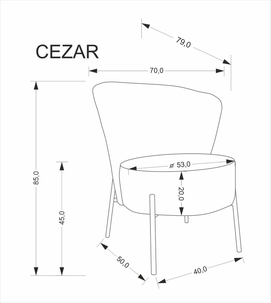 Čalouněné designové křeslo CEZAR šedé