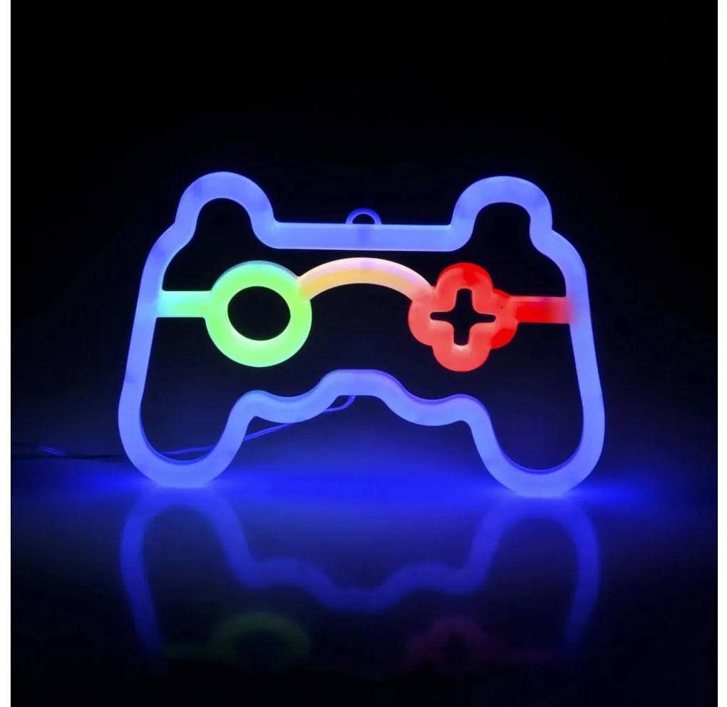 LED Neonová nástěnná dekorace GAME LED/3W/3xAA USB modrá
